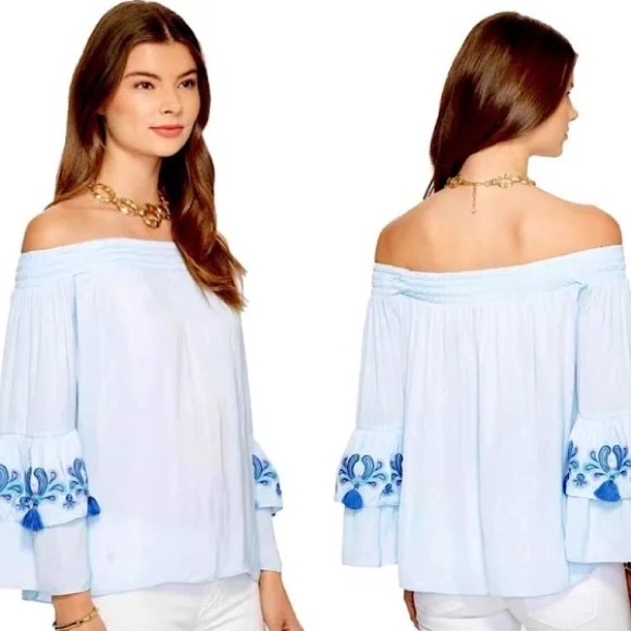 Lilly Pulitzer | Tops | Lilly Pulitzer Tobyn Top In Boho Blue | Poshmark